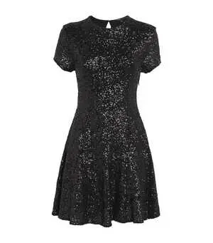 Maje Sequinned Mini T-shirt Dress - Black