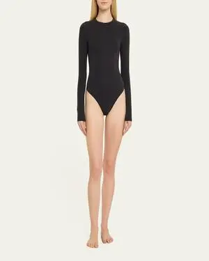 SKIMS Fits Everybody Crewneck Thong Bodysuit - Onyx