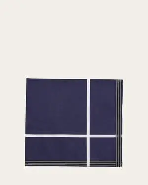 Simonnot Godard Socotra Egyptian Cotton Pocket Square - Navy Black