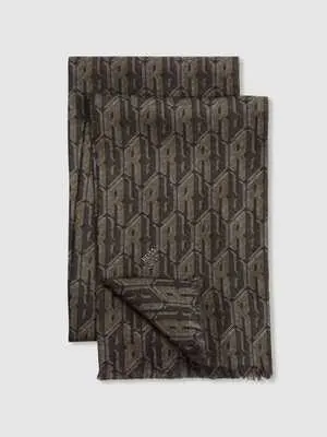 REISS Mallory Silk-twill Monogram-jacquard Dress Scarf