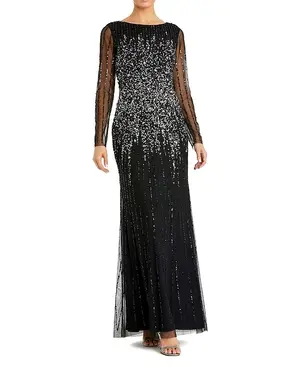 Sequined High Neck Evening Gowns