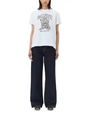 GANNI Basic Jersey Relaxed Tee - Leopard