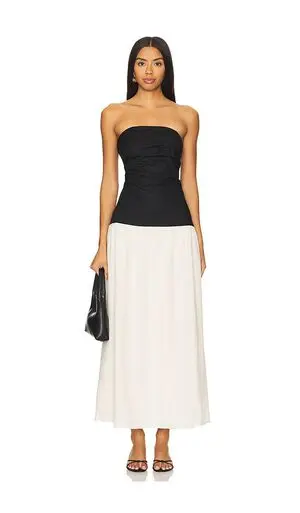 SNDYS. Stella Maxi Dress In Cream - Cream & Black