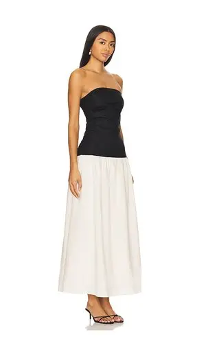 SNDYS. Stella Maxi Dress In Cream - Cream & Black
