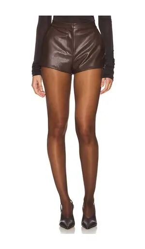 LOVERS AND FRIENDS Reese Faux Leather Shorts - Chocolate Brown