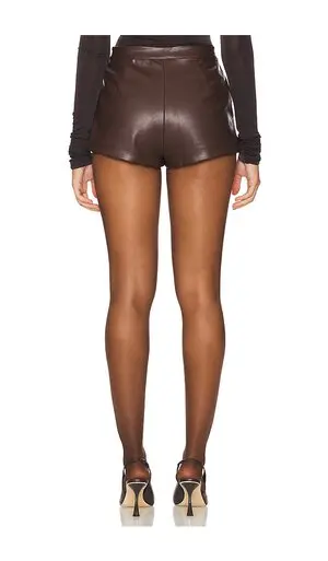 LOVERS AND FRIENDS Reese Faux Leather Shorts - Chocolate Brown