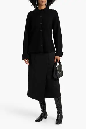 Theory Ribbed Merino Wool And Cashmere-blend Cardigan - Black