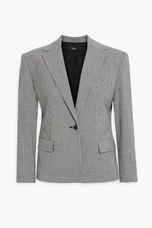 Theory Gingham Wool-blend Blazer - Black