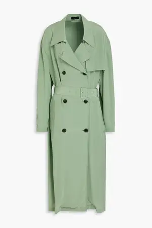 Theory Belted Crepe De Chine Trench Coat