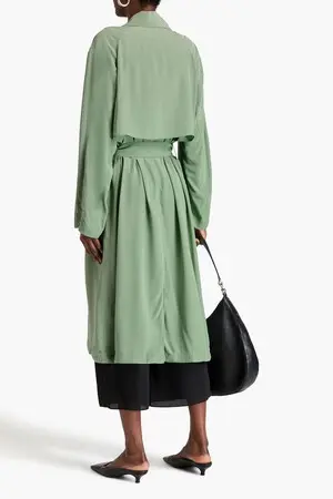 Theory Belted Crepe De Chine Trench Coat
