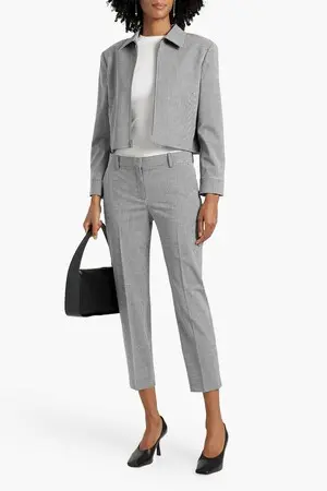 Theory Cropped Gingham Wool-blend Pants