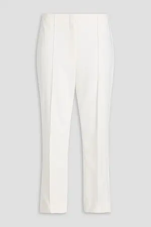 Theory Cropped Tapered Crepe Pants - White