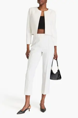Theory Cropped Tapered Crepe Pants - White