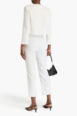 Theory Cropped Tapered Crepe Pants - White