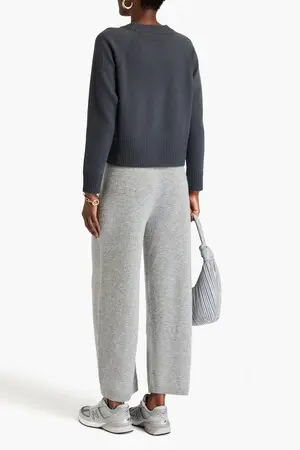 Theory Wool And Cashmere-blend Wide-leg Pants - Light Gray