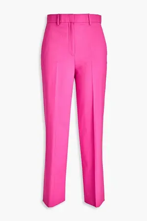 Theory Cropped Straight-leg Wool-blend Pants - Fuchsia