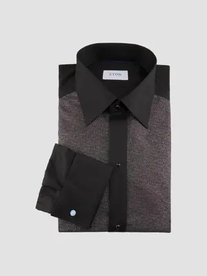 Eton Slim-fit Striped Cotton Evening Shirt - Black