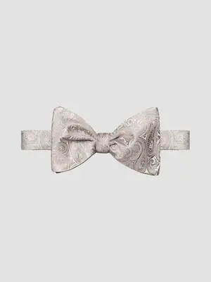 Eton Paisley Silk Bow Tie - Grey