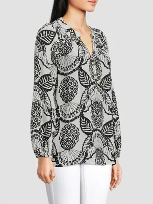 Lilly Pulitzer® Elsa Silk Print Top - Coconut Pineapple