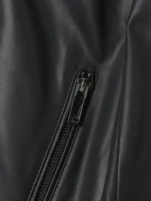 Emporio Armani Leather Bomber Jacket - Black