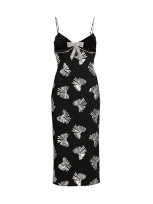 Rebecca Vallance Valor Sequined Bow Midi-dress