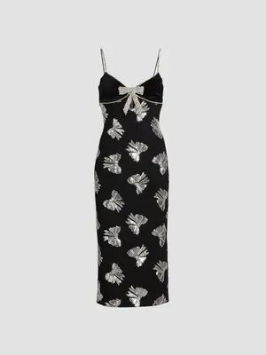 Rebecca Vallance Valor Sequined Bow Midi-dress - Black