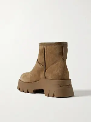 GIANVITO ROSSI Stormy 50 Shearling-lined Suede Ankle Boots - Brown