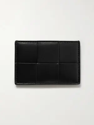 Bottega Veneta Cassette Intrecciato Leather Cardholder - Black