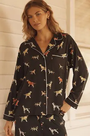 LYREBIRD The Modaluxe Long-sleeve Pajama Shirt - Black Pattern