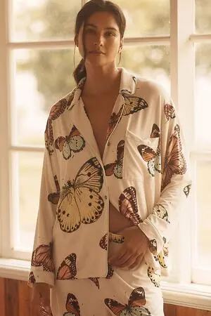 LYREBIRD Briar Long-sleeve Pajama Shirt Modaluxe Natural