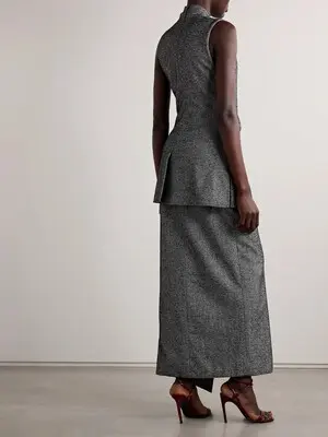 Brandon Maxwell The Margo Gathered Layered Wool-blend Maxi Dress