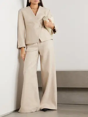 DESTREE Lenore Striped Wide-leg Pants - Neutrals