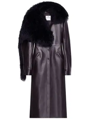 COURREGES Shearling Collar Leather Coat