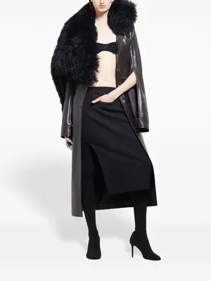 COURREGES Shearling Collar Leather Coat