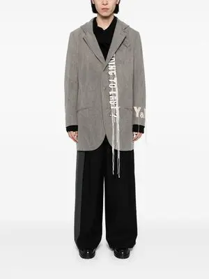Yohji Yamamoto Logo-print Wool Hooded Jacket