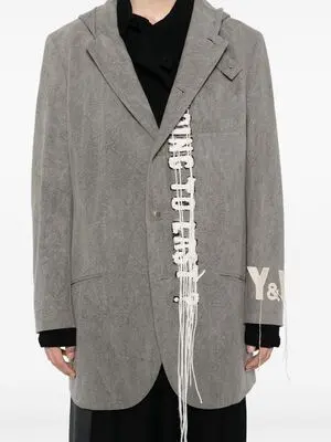 Yohji Yamamoto Logo-print Wool Hooded Jacket