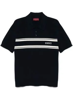 Gucci Logo-jacquard Polo Shirt - Blue