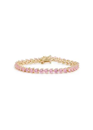 CZ BY KENNETH JAY LANE Heart Crystal Tennis Bracelet - Pink