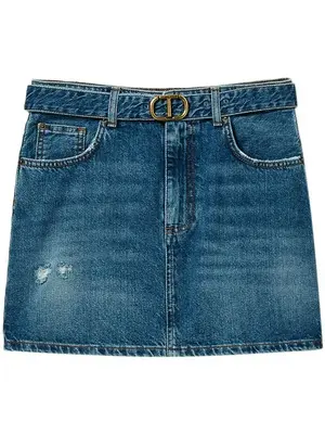 TWINSET Logo-plaque Denim Mini Skirt