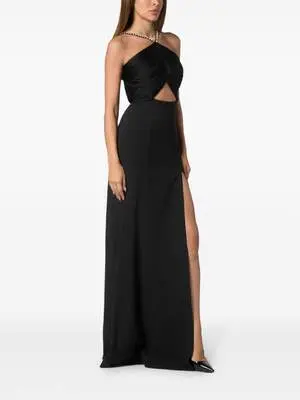 Philipp Plein Embellished Halterneck Maxi Dress With Slit