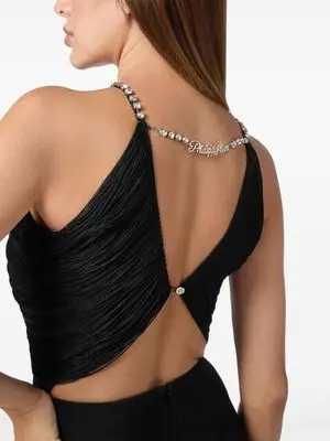 Philipp Plein Embellished Halterneck Maxi Dress With Slit