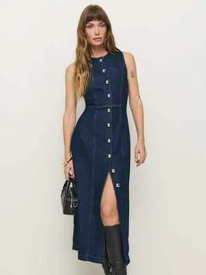 roswell denim midi dress Denim Midi Dress