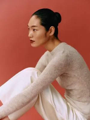 REFORMATION Alice Sheer Alpaca Crew Sweater
