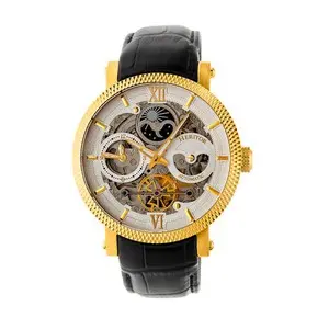 HERITOR AUTOMATIC Heritor Automatic Aries Skeleton Leather-Band Watch Black/gold