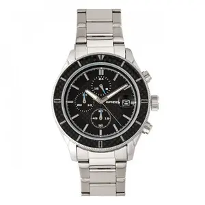 BREED BREED Maverick Chronograph Leather-Band Strap Watch Silver