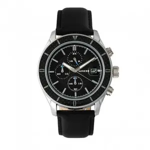 BREED BREED Maverick Chronograph Leather-Band Strap Watch Silver/black