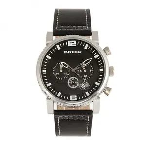 BREED Ryker Chronograph Leather Strap Watch - Black