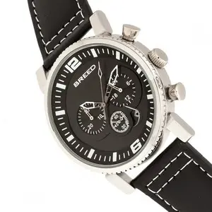 BREED Ryker Chronograph Leather Strap Watch - Black