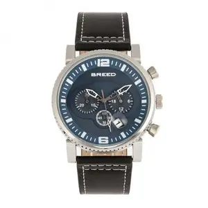 BREED Ryker Chronograph Leather Strap Watch - Black/blue