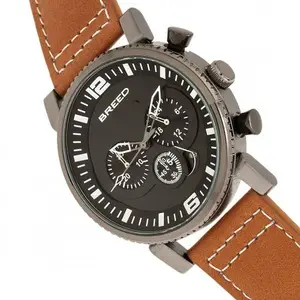 BREED Ryker Chronograph Leather Strap Watch - Camel/gunmetal